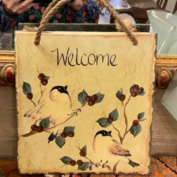 Wall Decor | Beautiful Vintage 3 Years Old Welcome Sign W Birds ...